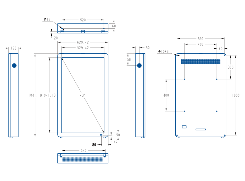43インチ縦型屋外用高輝度液晶モニター YA-OD4300WMV-OB | モニたろう